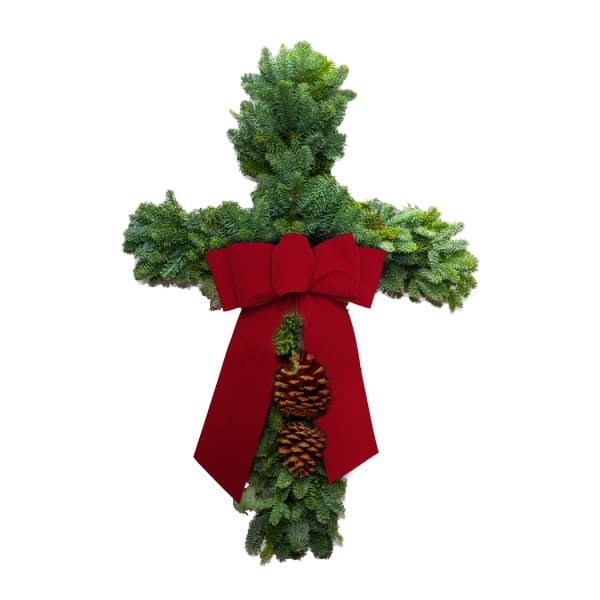Noble Fir Cross Wreath - Turnbull Evergreens